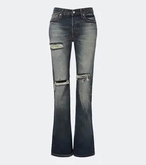 Acne Studios Re-edition Distressed Faded Bootcut Jeans - Blue