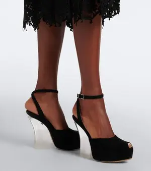 Fendi Suede Platform Peep-toe Pumps