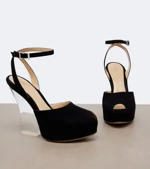 Fendi Suede Platform Peep-toe Pumps