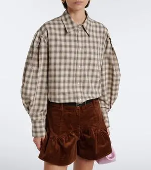 GANNI Checked Cotton Flannel Shirt