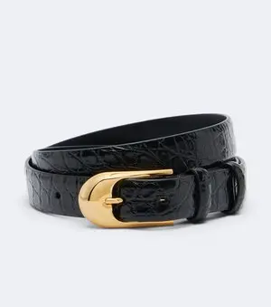 Khaite Dome Croc-effect Patent Leather Belt - Black