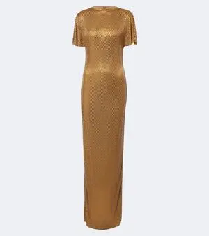 Roland Mouret Embellished Mesh Gown - Gold