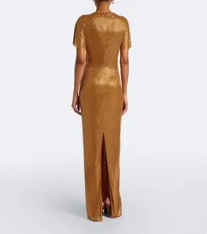 Roland Mouret Embellished Mesh Gown - Gold