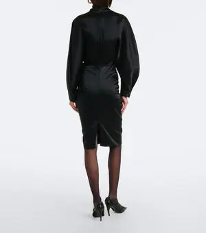 Khaite Harlin Draped Satin Midi Dress
