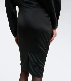 Khaite Harlin Draped Satin Midi Dress
