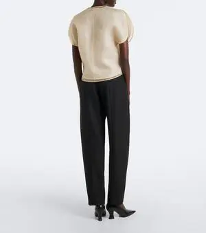 Khaite Dugan Pleated Virgin Wool Straight Pants