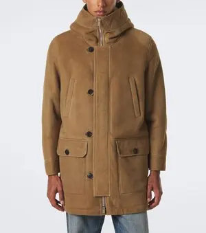 YVES SALOMON Hooded Shearling-lined Suede Parka