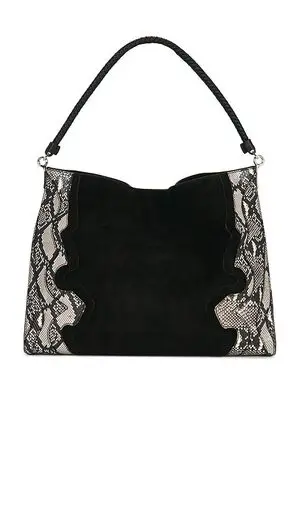 Veronica Beard Snake Embossed Vida Hobo Bag In Black