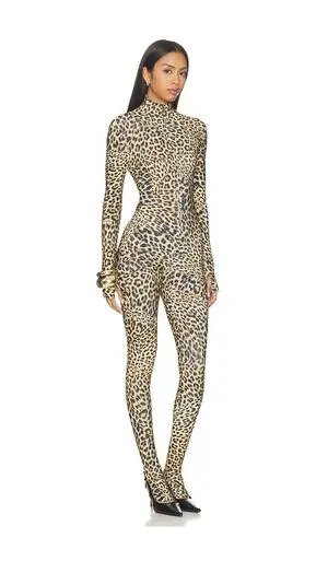 Norma Kamali Long Sleeve Slim Fit Turtle Catsuit With Footie In Multi