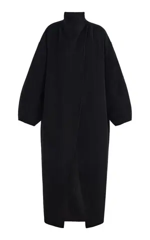 THE FRANKIE SHOP Leroy Funnel-neck Wool-blend Coat - Black