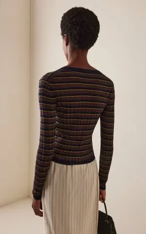 Prada Striped Wool-silk Cardigan