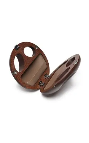 EITTEM Petite Owl Clutch In Woodgrain With Gold