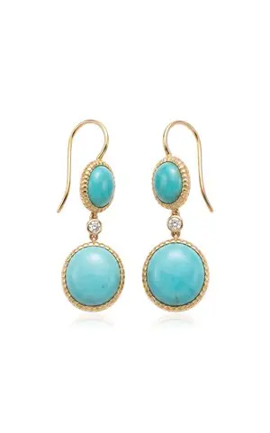 JENNA BLAKE Totem 18k Yellow Gold Turquoise And Diamond Earrings - Multi