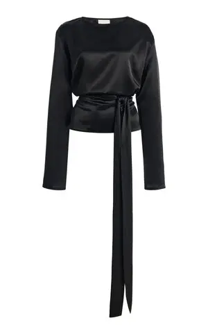 Paris Georgia Alba Bow Satin Top - Black
