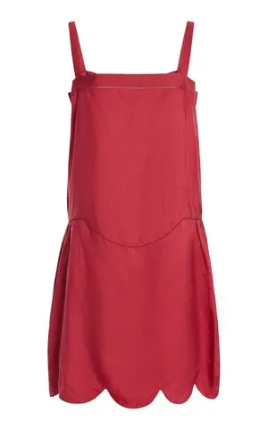Miu Miu Embroidered Silk Mini Dress - Red