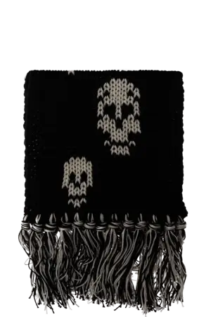 Alexander McQueen Cotton Scarf With A Distinctive Skull Motif - Black