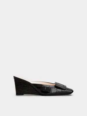 ROGER VIVIER Belle Vivier Wedge Mules In Leather