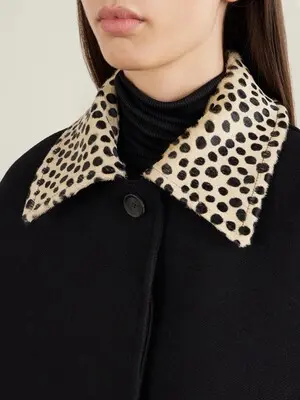 RÓHE Cheetah Leopard-print Calf Hair-trimmed Virgin Wool Twill Coat