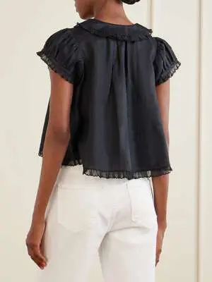 DÔEN Karina Ruffled Ramie Blouse