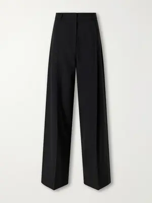 LIBEROWE Mika Pleated Wool Straight-leg Pants - Black
