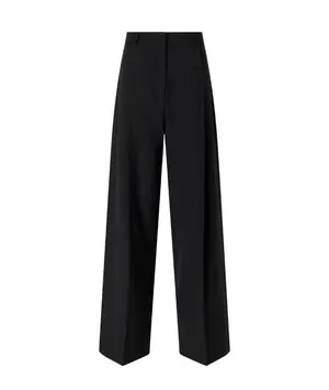 LIBEROWE Mika Pleated Wool Straight-leg Pants - Black