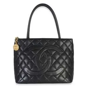 Chanel Quilted Caviar Medallion Tote - Black