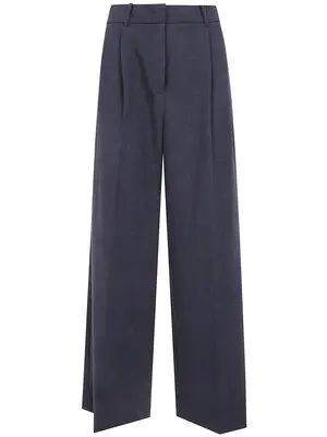DUNST Wide Trousers Double Pleated Wide Slacks - Gray