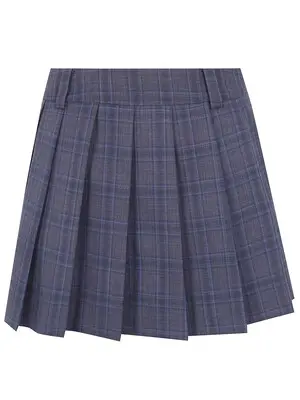 DUNST Pleated Mini Skirt "pleats Mini Checked Skirt - Gray