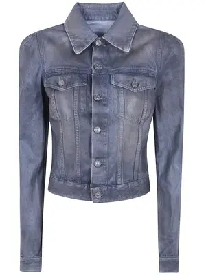 Seven For All Mankind Jacket Puff Sleeves Trucker - Black