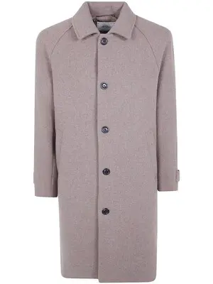 LES DEUX Coat Solid Wool Coat - Brown