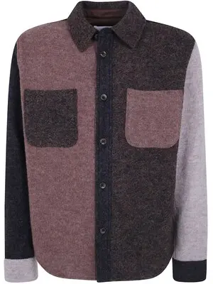 LES DEUX Overshirt Colourblock Wool Colourblock Overshirt Brown