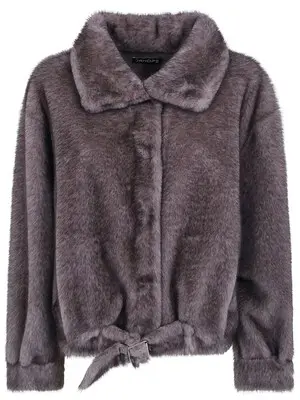 DRHOPE Faux Fur Jacket Wo Fake Fur Jacket - Brown