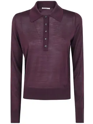 NUUR Long Sleeve Polo Neck Sweater - Red