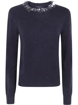 Seventy Sweater Round Neck Appliques - Black
