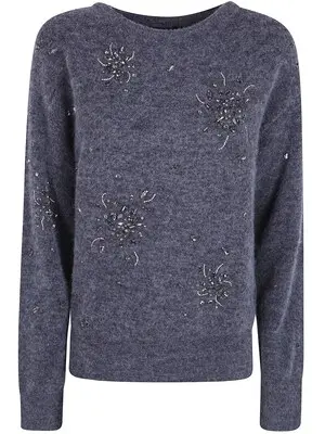 Seventy Boat Neck Sweater "boat Neck Sweater With Appliques - Gray