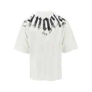 Palm Angels Neck Logo Looe Fit T-hirt - White