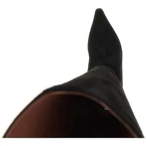 Paris Texas Rose' Suede Leather Boots - Black