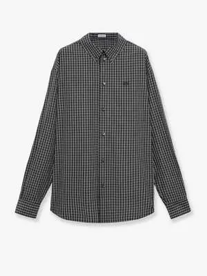 Loewe Technical Cotton Shirt With Allover Check Pattern - Black