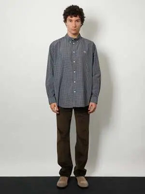 Loewe Technical Cotton Shirt With Allover Check Pattern - Black