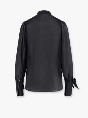 ACTUALEE Satin Shirt With Padded Shoulders