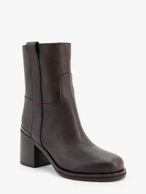 Brunello Cucinelli Vintage Leather Boots With Precious Detail