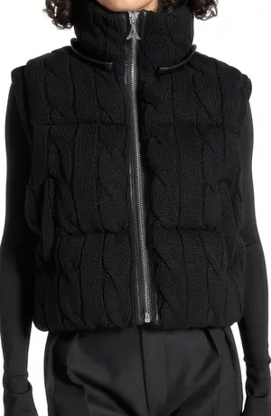 Manière De Voir Kristina 2-in-1 Cable Knit Puffer Jacket/gilet