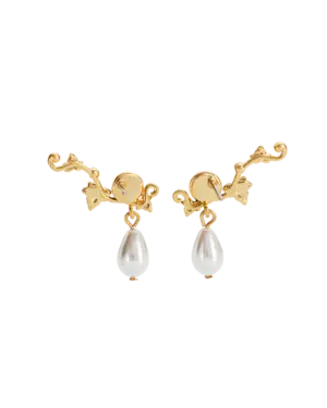 FABLE ENGLAND Ivy & Pearl Climber Earrings