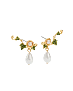 FABLE ENGLAND Ivy & Pearl Climber Earrings