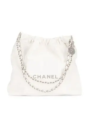 CHANEL Chanel Calfskin Medium 22 Hobo Bag In White