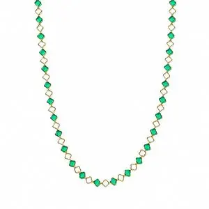 BECKET + QUILL Green Clover Chain Necklace - Gold