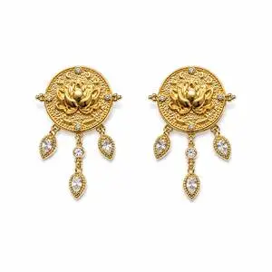 AUROZIA Lotus Within Vermeil Lotus Drop Earrings