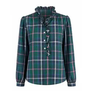 LUELLA FASHION Beauly Cotton Blouse Green & Pink Plaid - Blue