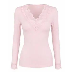 LUELLA FASHION Lace V-neck Base Layer Pale