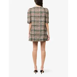 SHUSHU/TONG Contrast-collar Checked Woven Coat